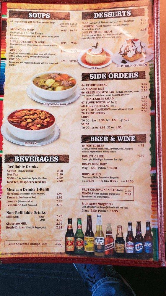 Menu at The Original Alfredo's Restaurant, Lomita, Narbonne Ave