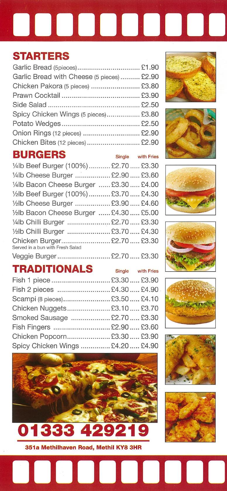 Menu at Miami Pizza Parlour pizzeria, Leven