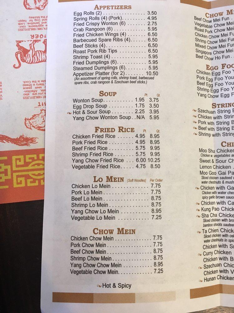 Carta de Ming's Cafe, Severna Park