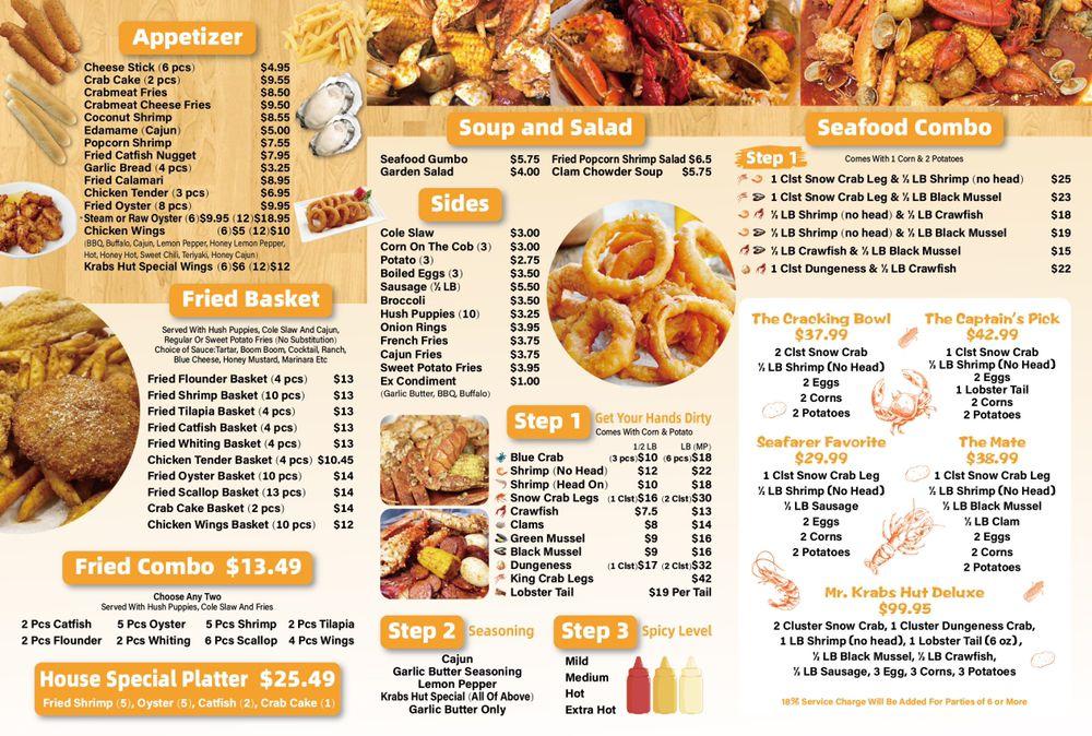 Menu at Mr Krabs Hut - Cajun seafood restaurant, Morrow