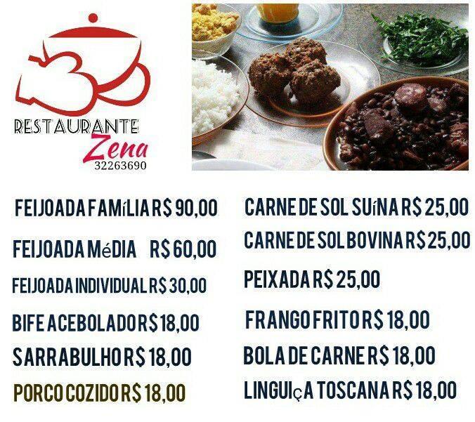 Menu em Restaurante da Zena, Fortaleza