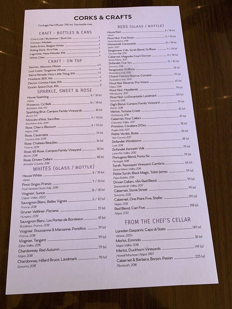 Menu at Vin Alegro restaurant, Discovery Bay