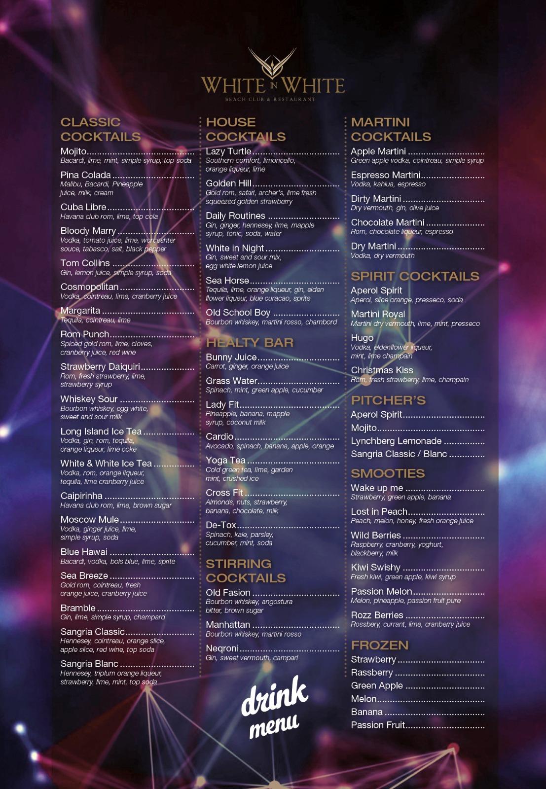 Carta de Privee Beach Club Alanya, Antalya, Turkey, Alanya, Banana Otel ...