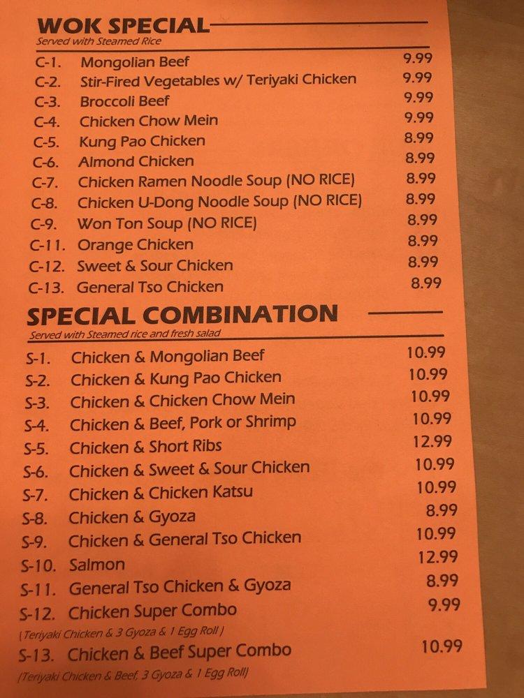 Menu at Teriyaki Wok restaurant, Covington, SE 272nd St