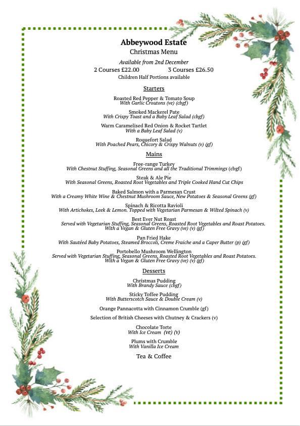 Menu at Abbeywood Estate, Gardens & Wedding Venue cafe, Delamere