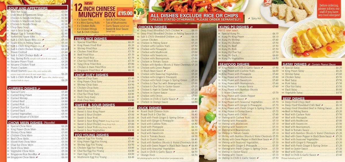 Menu at China Town fast food, Bathgate, 38 King St
