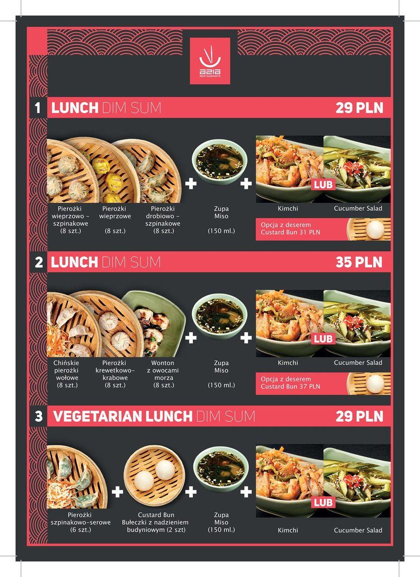 Menu at Dim Sum by AZIA restaurant, Warsaw