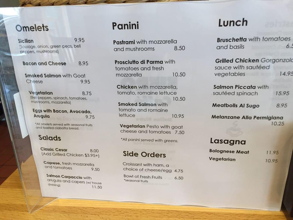 Menu at Fiero Caffe cafe, San Mateo