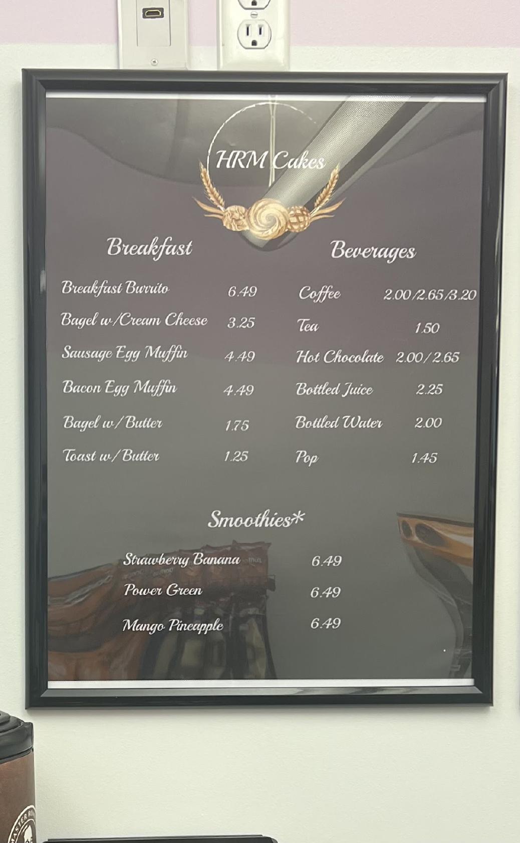 Menu at HRM cakes & catering, Halifax