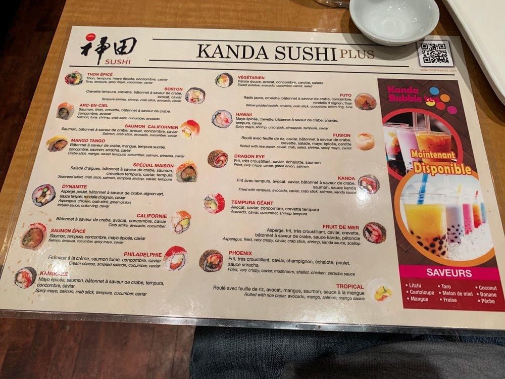 Menu at Kanda Sushi Bar Restaurant, Montreal, Boul Langelier