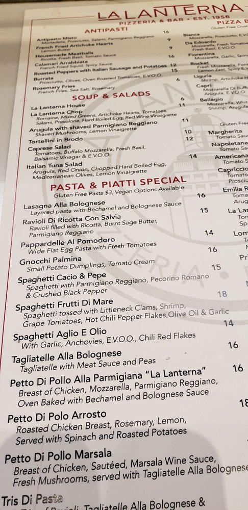 Menu at La Lanterna pub & bar, Detroit, Griswold St