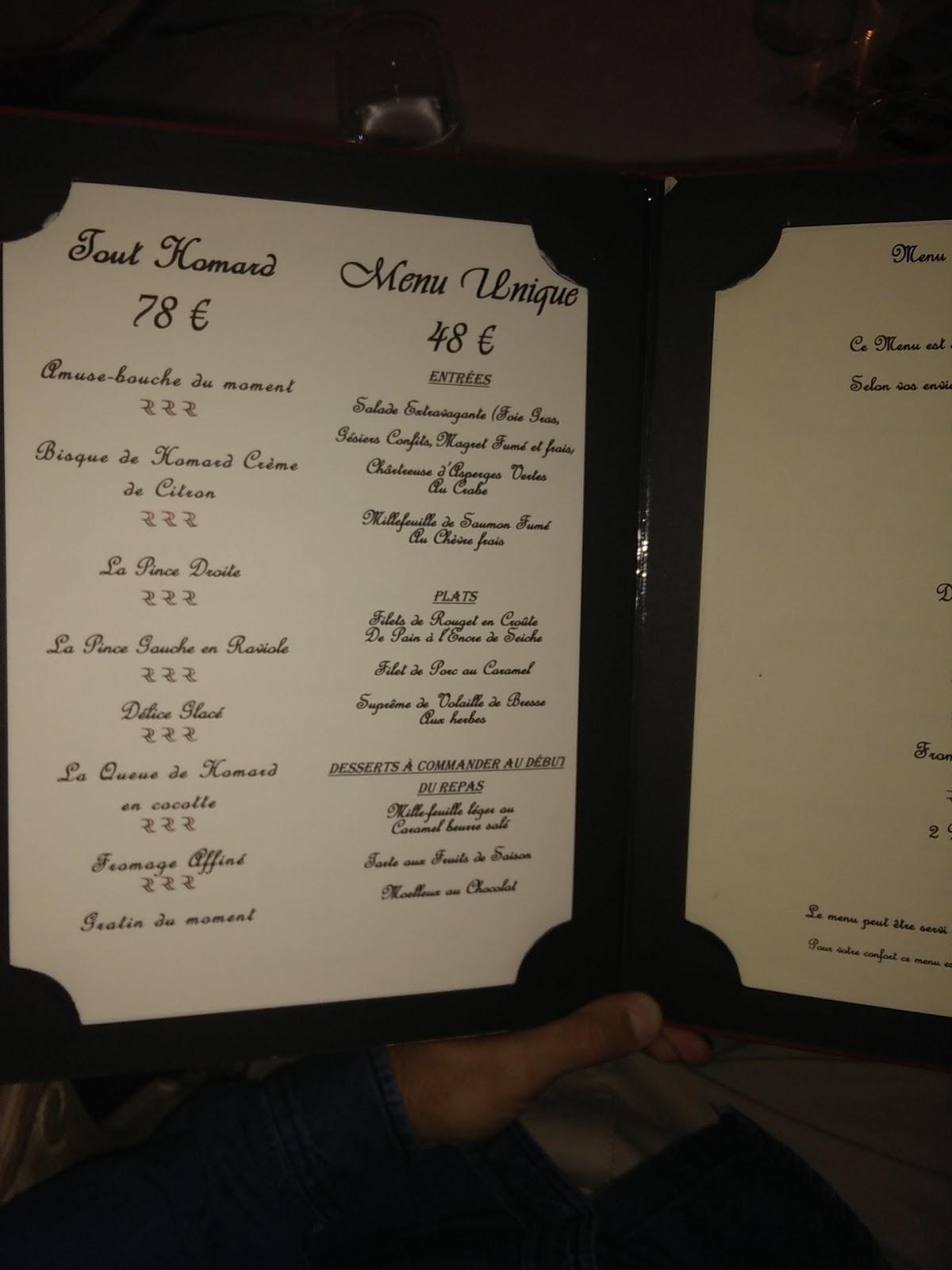 Menu at Le Cénacle restaurant, Tremblay-en-France, 1 Rue de la Mairie