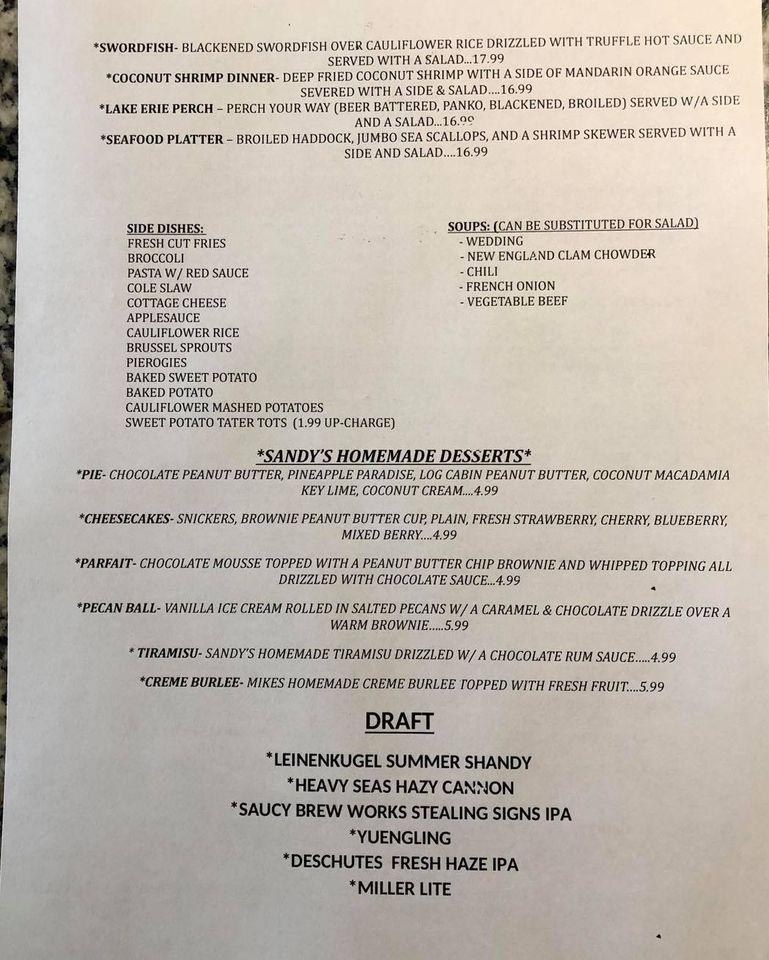 Menu at Mike's Penn Ave Grille restaurant, Salem