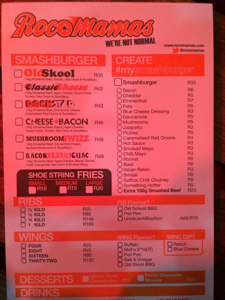 Menu at RocoMamas Randburg restaurant, Randburg, Shop 19