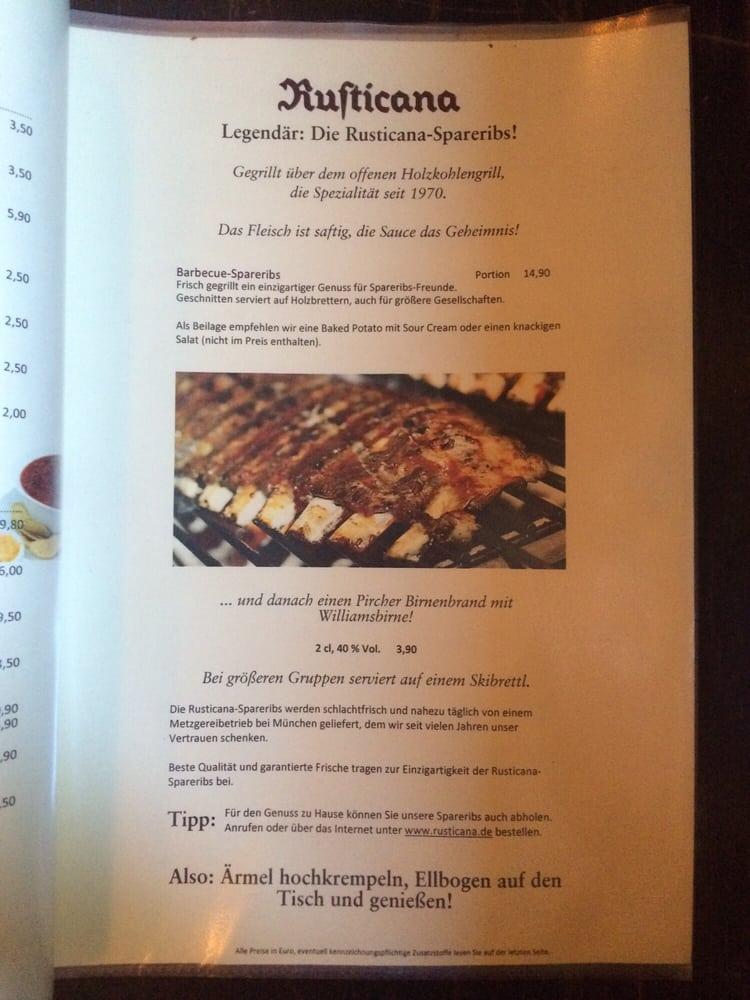 Speisekarte von Restaurant Rusticana, München