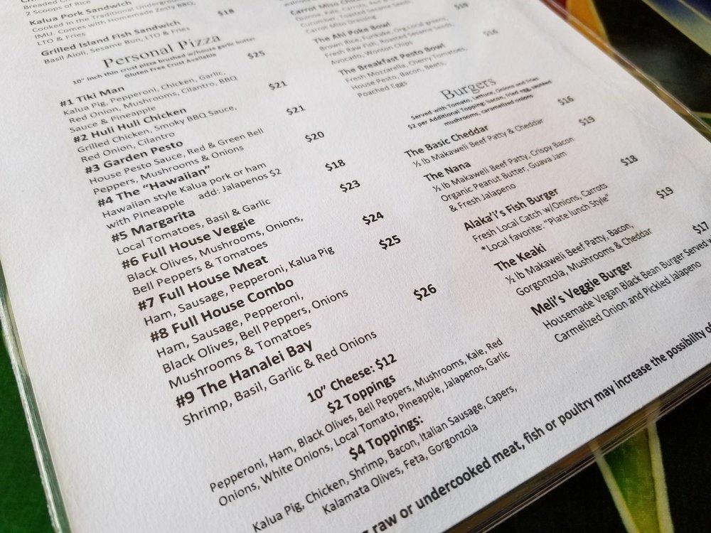 Carta del restaurante Tahiti Nui, Hanalei, 5-5134 Kuhio Hwy