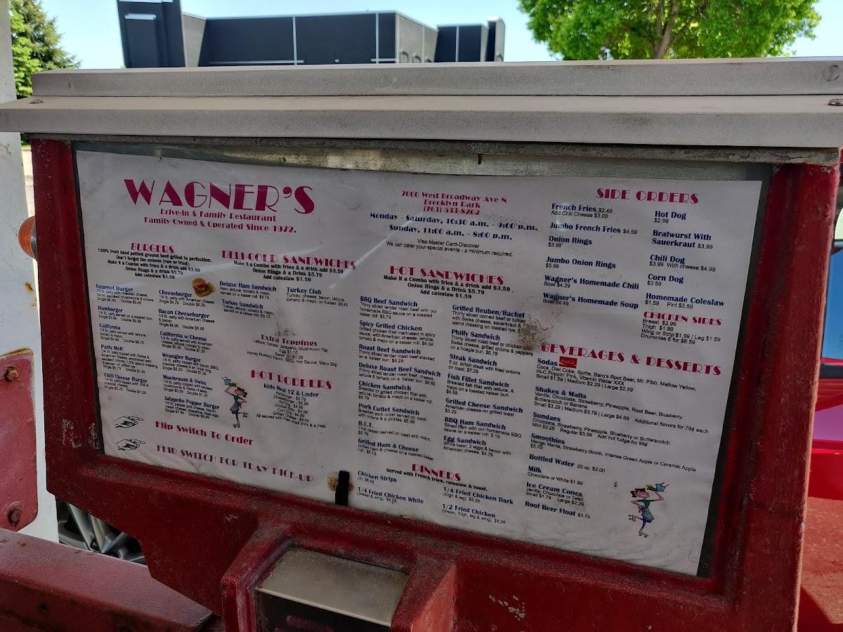 Menu at Wagner's Drive-In desserts, Brooklyn Park, W Broadway