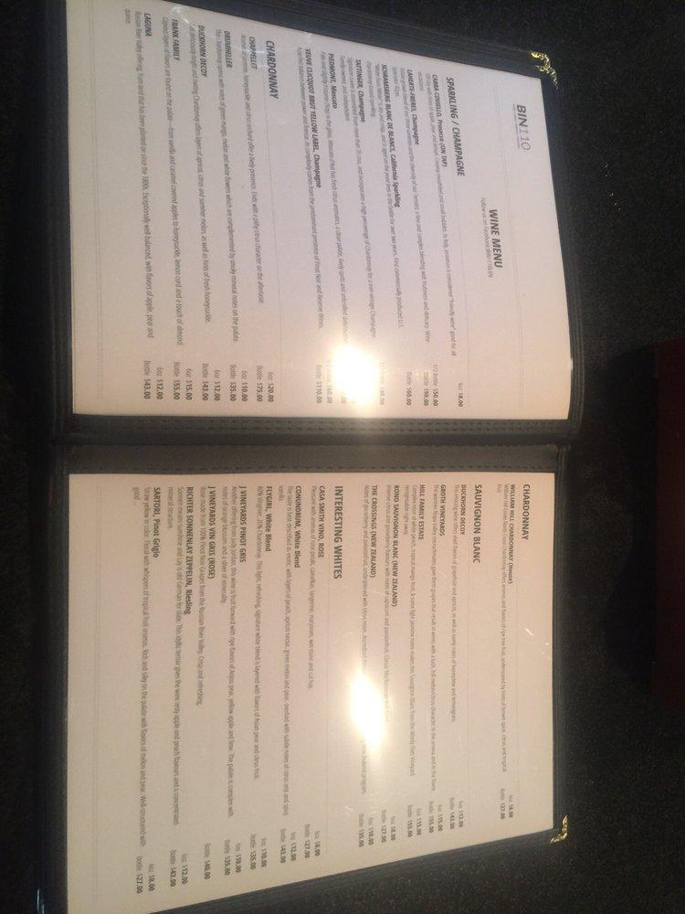 Menu at Bin 110 pub & bar, Cornelius