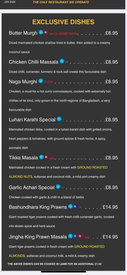 Menu at Cafe Saffron, Shrewsbury