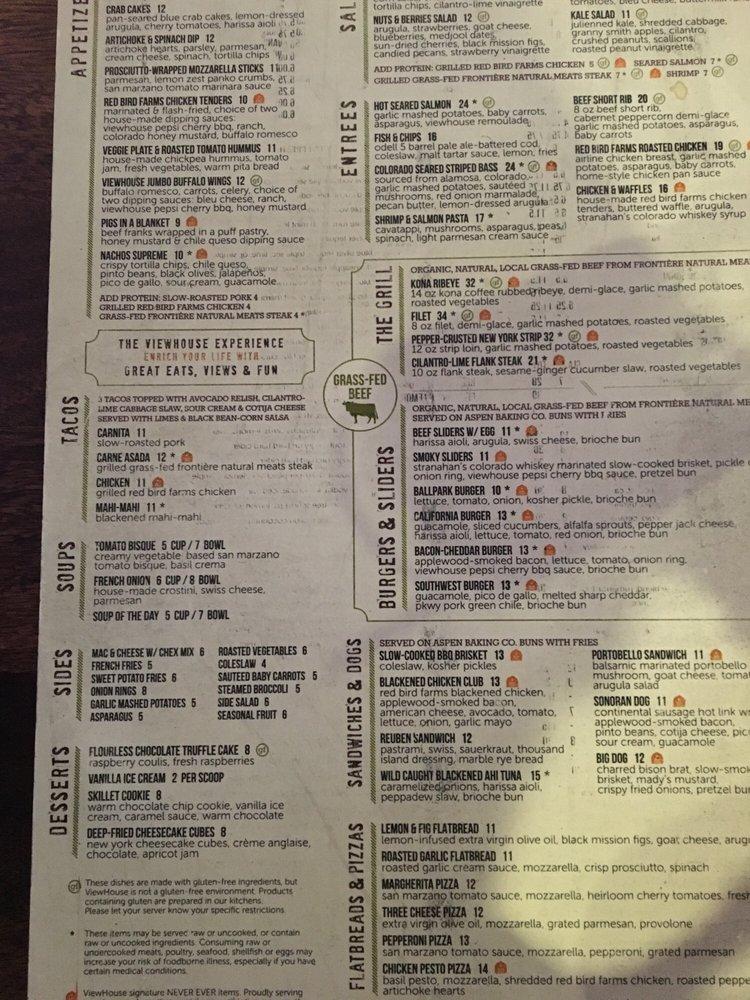 Menu at ViewHouse pub & bar, Centennial, S Clinton St
