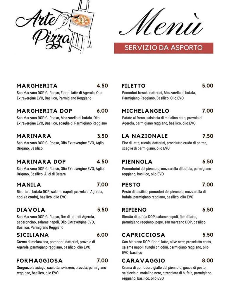 Menu da ArtePizza ristorante, Bacoli