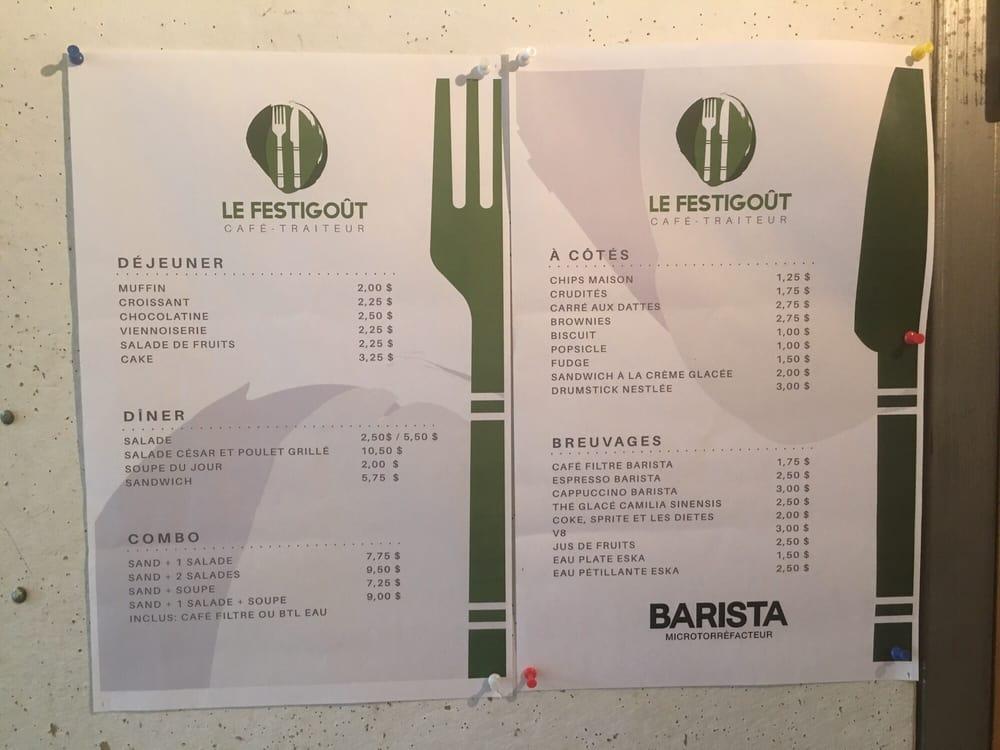 Carta del restaurante Bistro des Moulins, Montréal