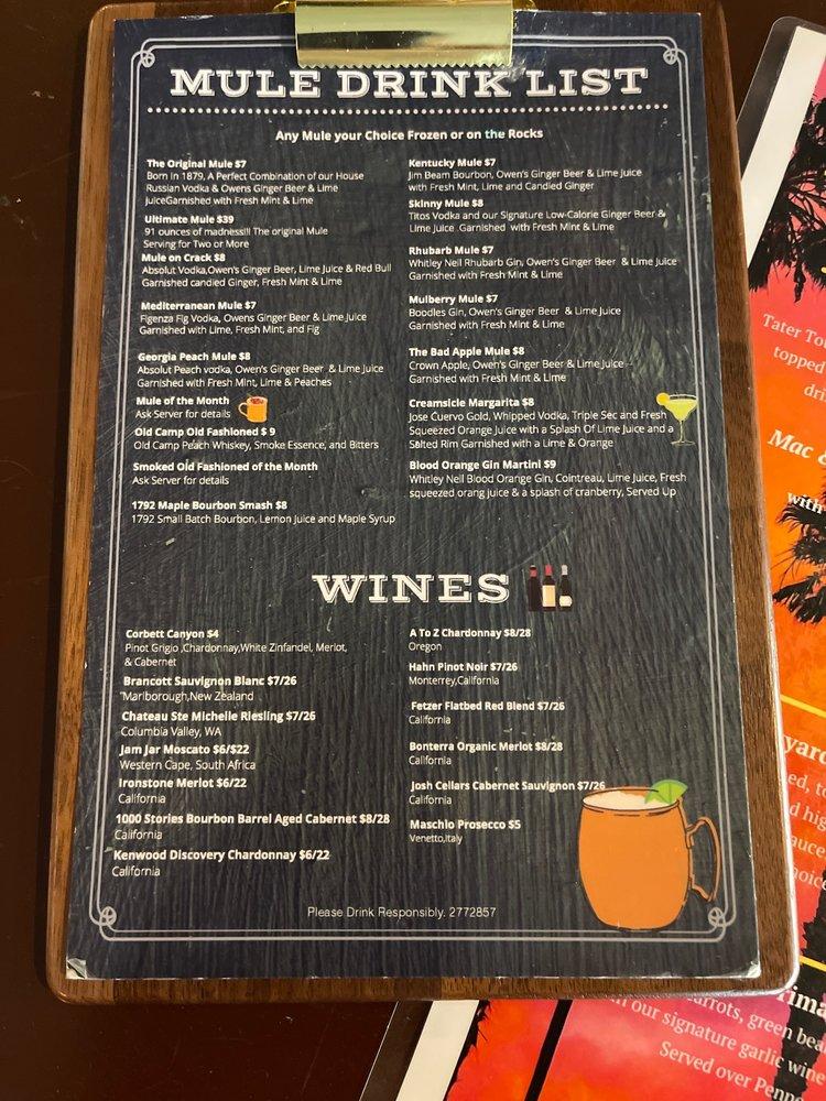 Menu at Copper Mule pub & bar, Tarpon Springs