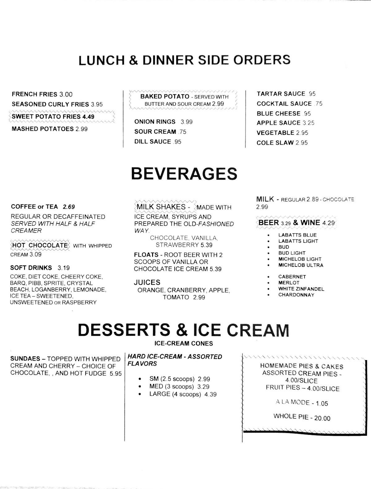 Menu at Country Cottage pizzeria, North Tonawanda