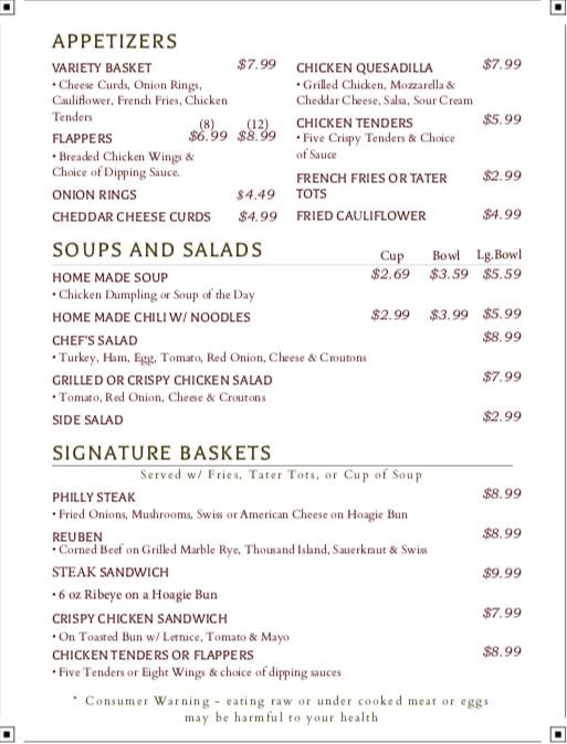 Menu at Hometown Family Restaurant, Marinette