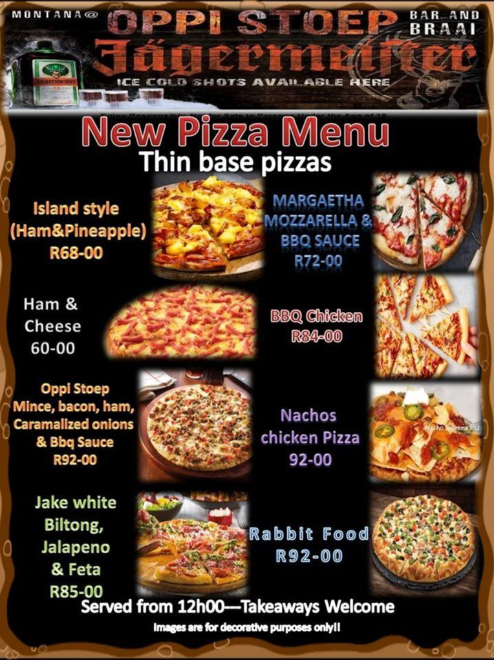 Menu au Oppi Stoep Bar & Braai, Pretoria