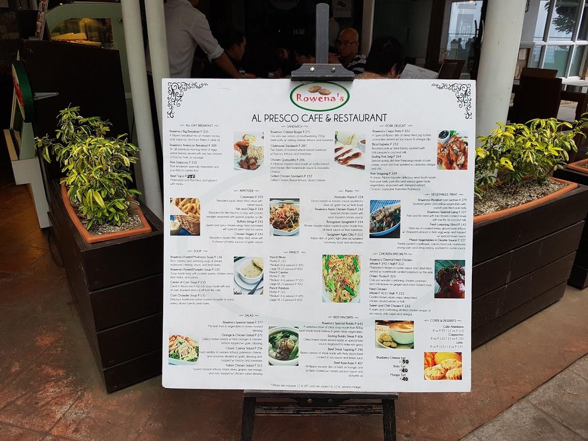 Carta de Rowena's Pasalubong and Restaurant, Tagaytay, 4X22+P2P