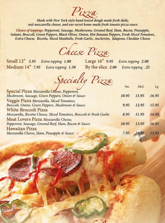 Menu at Taste Of Italy restaurant, Altavista