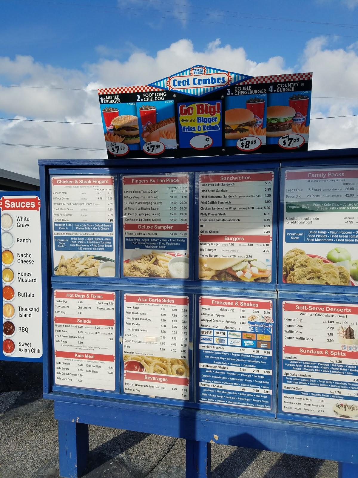 Menu at Saucy’s Frozen Treats & Tasty Eats fast food, Milton