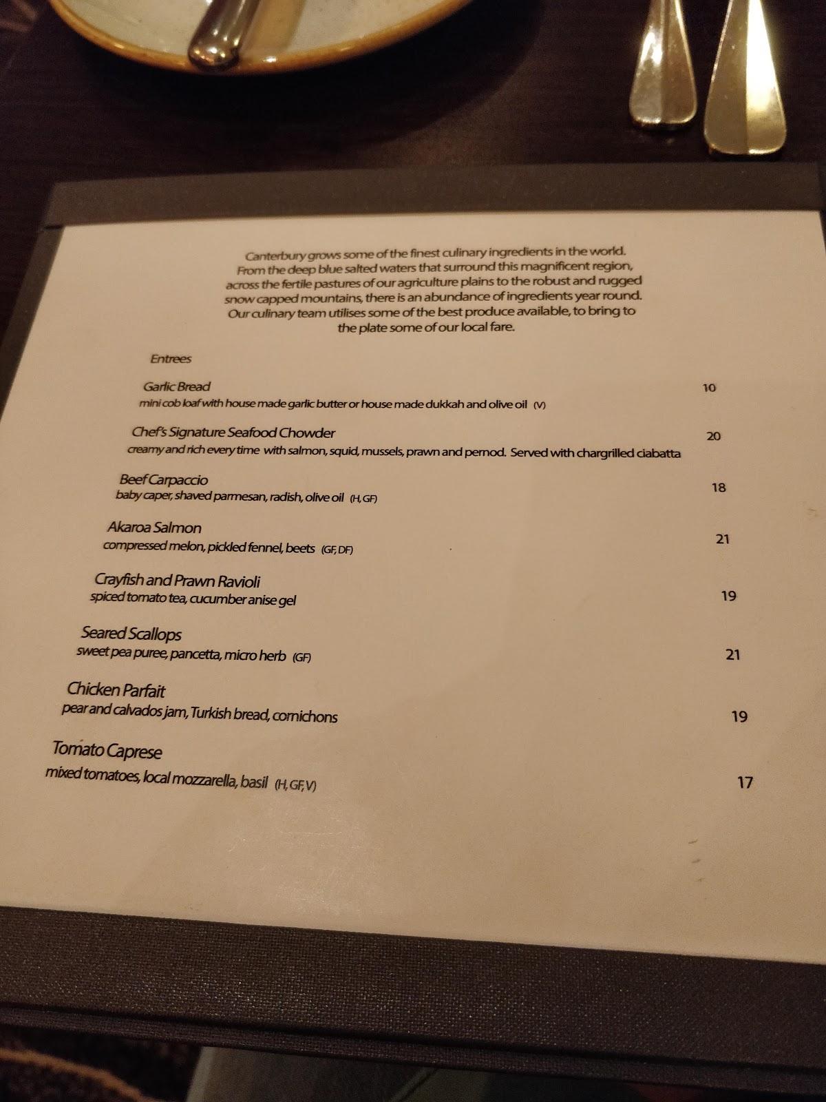 Menu at The Square Restaurant and Bar, Christchurch
