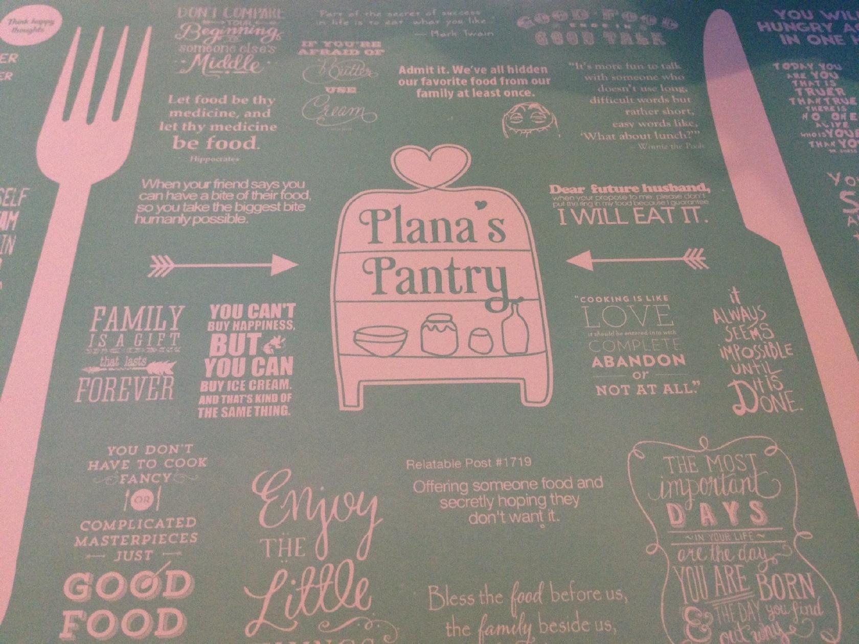 Menu at Plana's Pantry restaurant, Quezon City