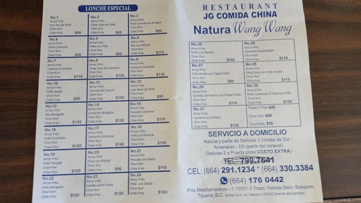 Menu at Wang Wang Comida China restaurant, Tijuana
