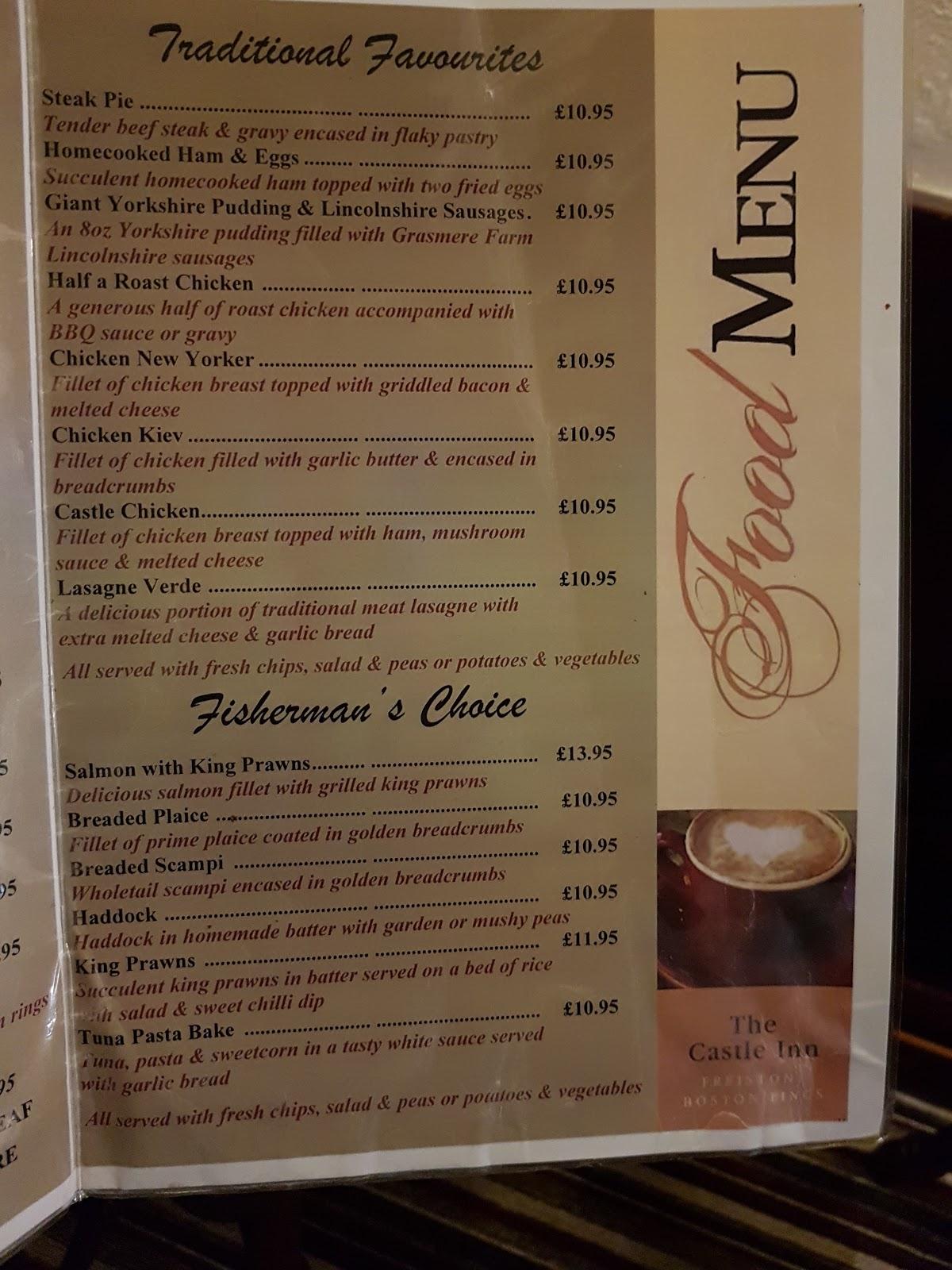 Menu at The Castle Inn pub & bar, Boston, Wainfleet Rd