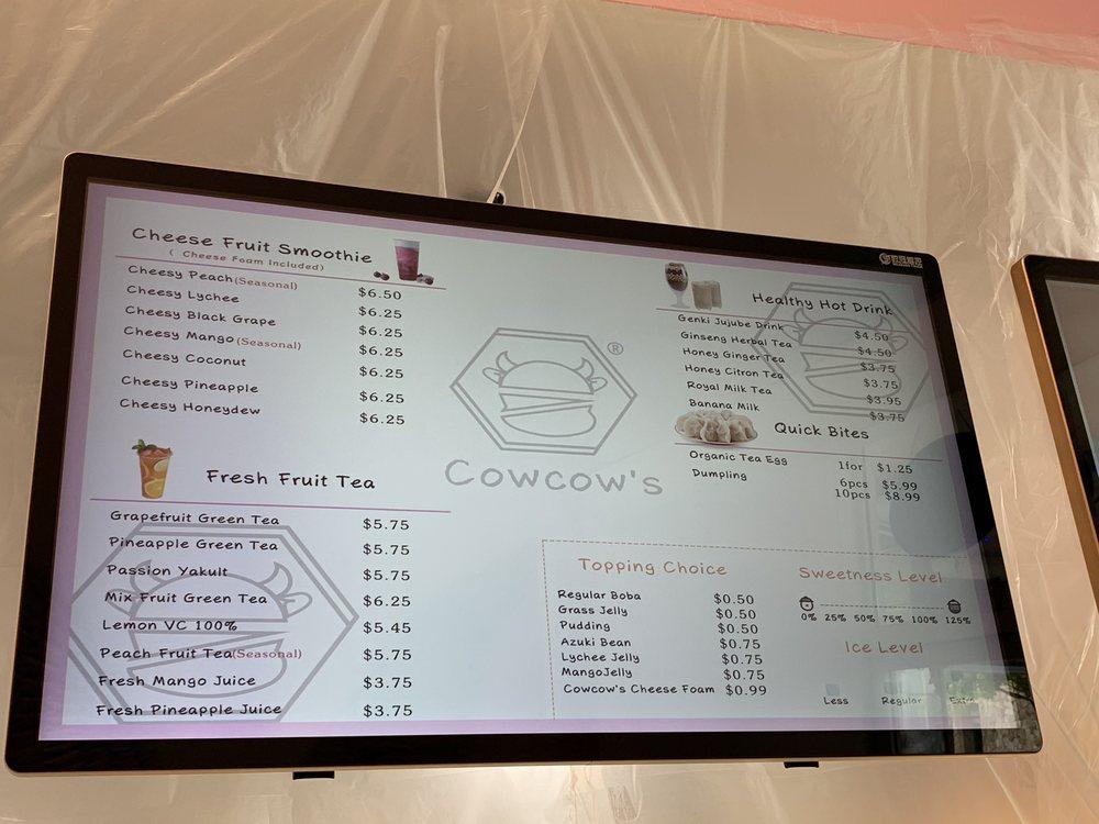 Menu at Cowcow's Tea restaurant, Honolulu