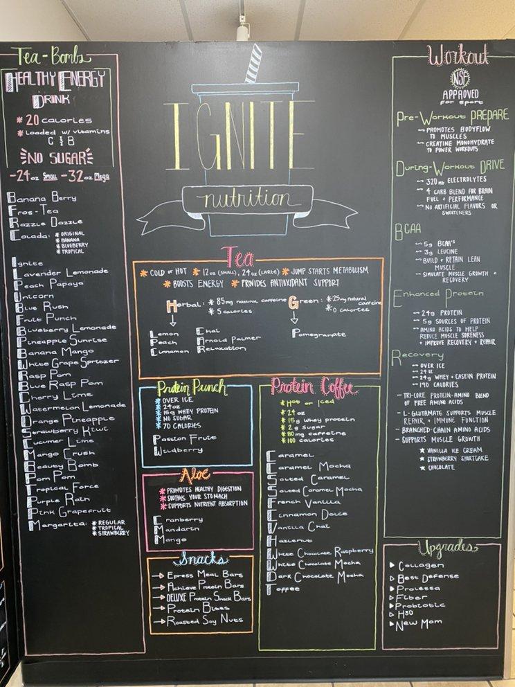 Menu at Ignite Nutrition pub & bar, Rogers