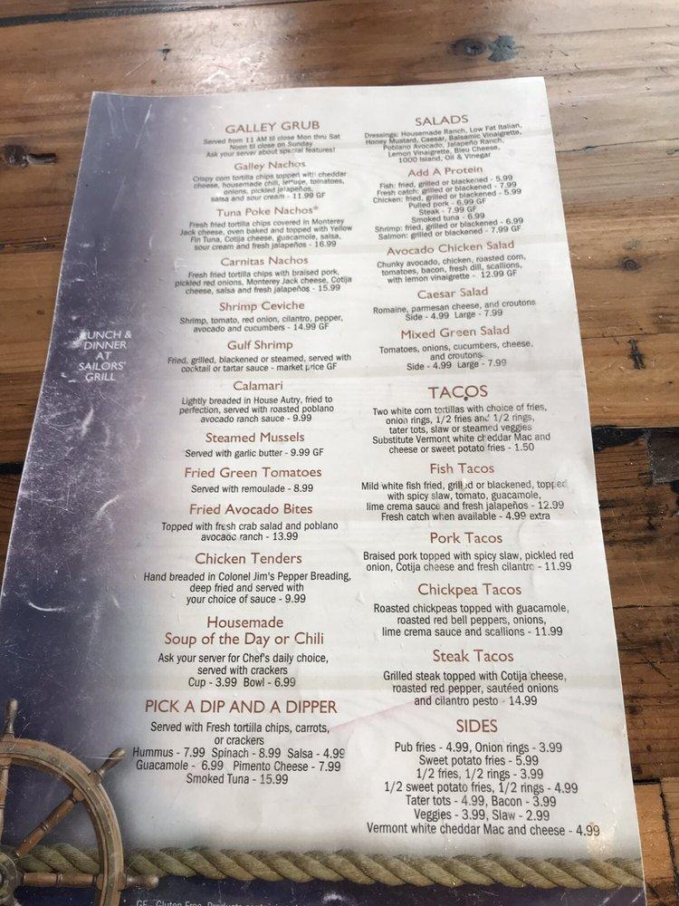 Menu at Sailors Grill pub & bar, Navarre