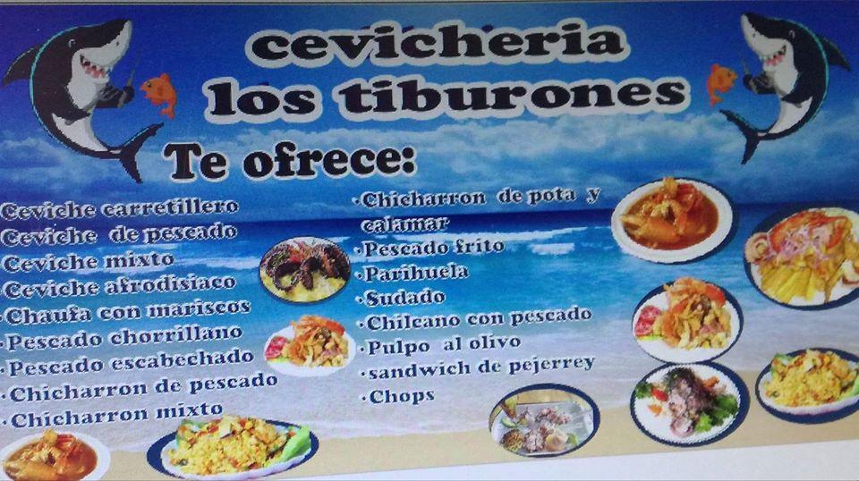 Menu at Los Tiburones pescados y mariscos restaurant, Paucarpata