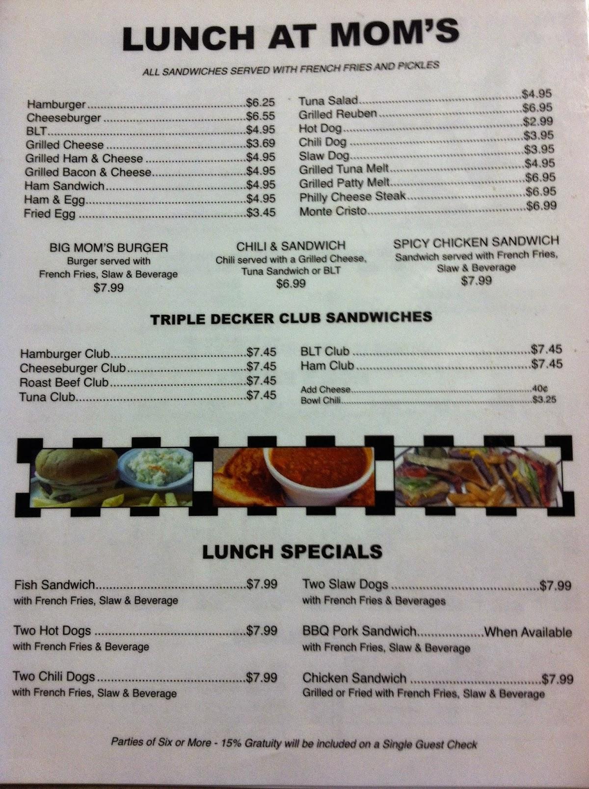 Menu at Mom's Family Restaurant, Enterprise