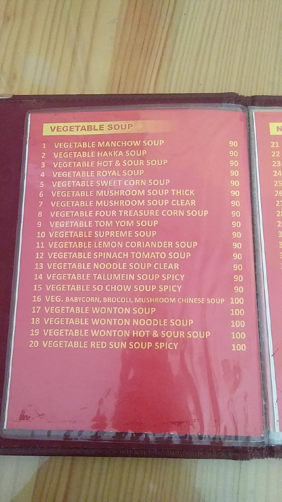 Menu at Red Sun Chinese Cuisine, Vasai