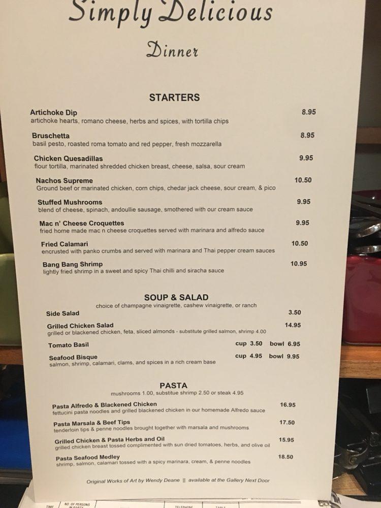 Menu at Simply Delicious Valley steakhouse, Valley