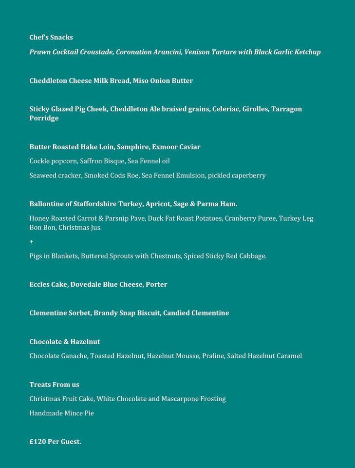 Menu at The Flintlock at Cheddleton restaurant, Leek