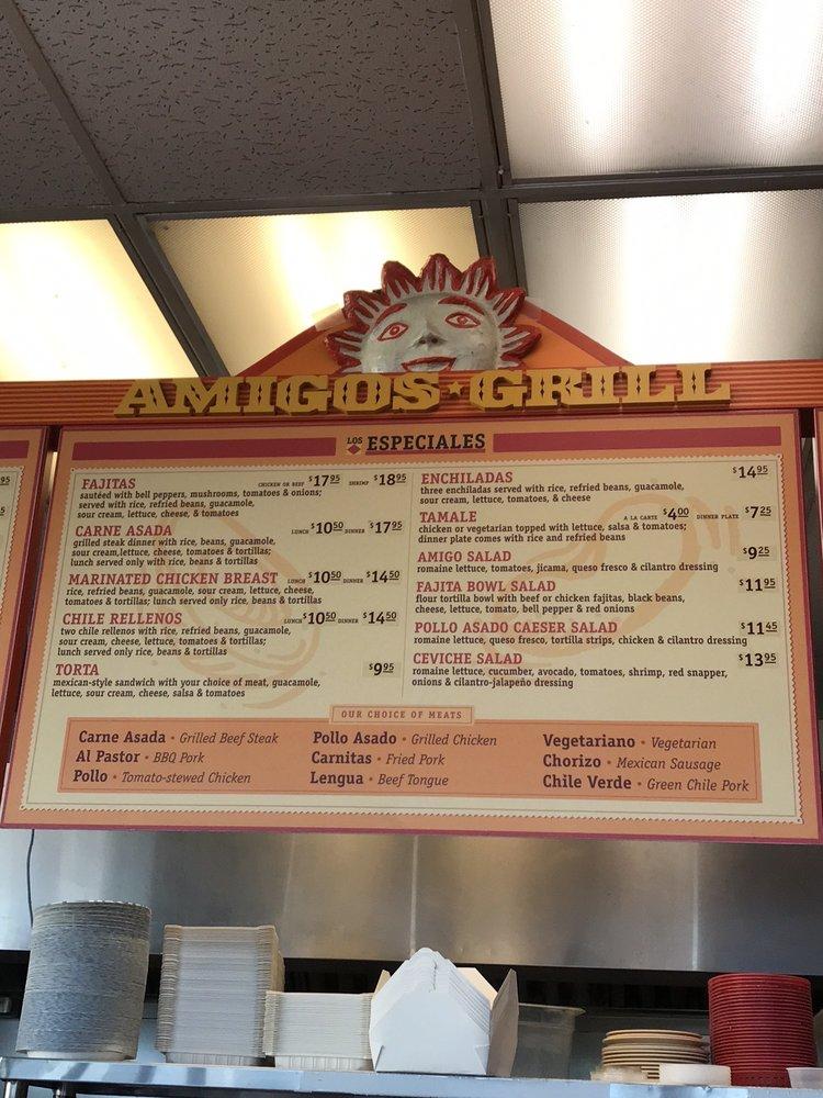 Menu at Amigos Grill Cocina Mexicana restaurant, San Mateo