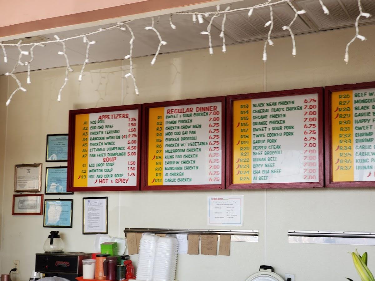 Menu at China Bowl Express restaurant, Dallas