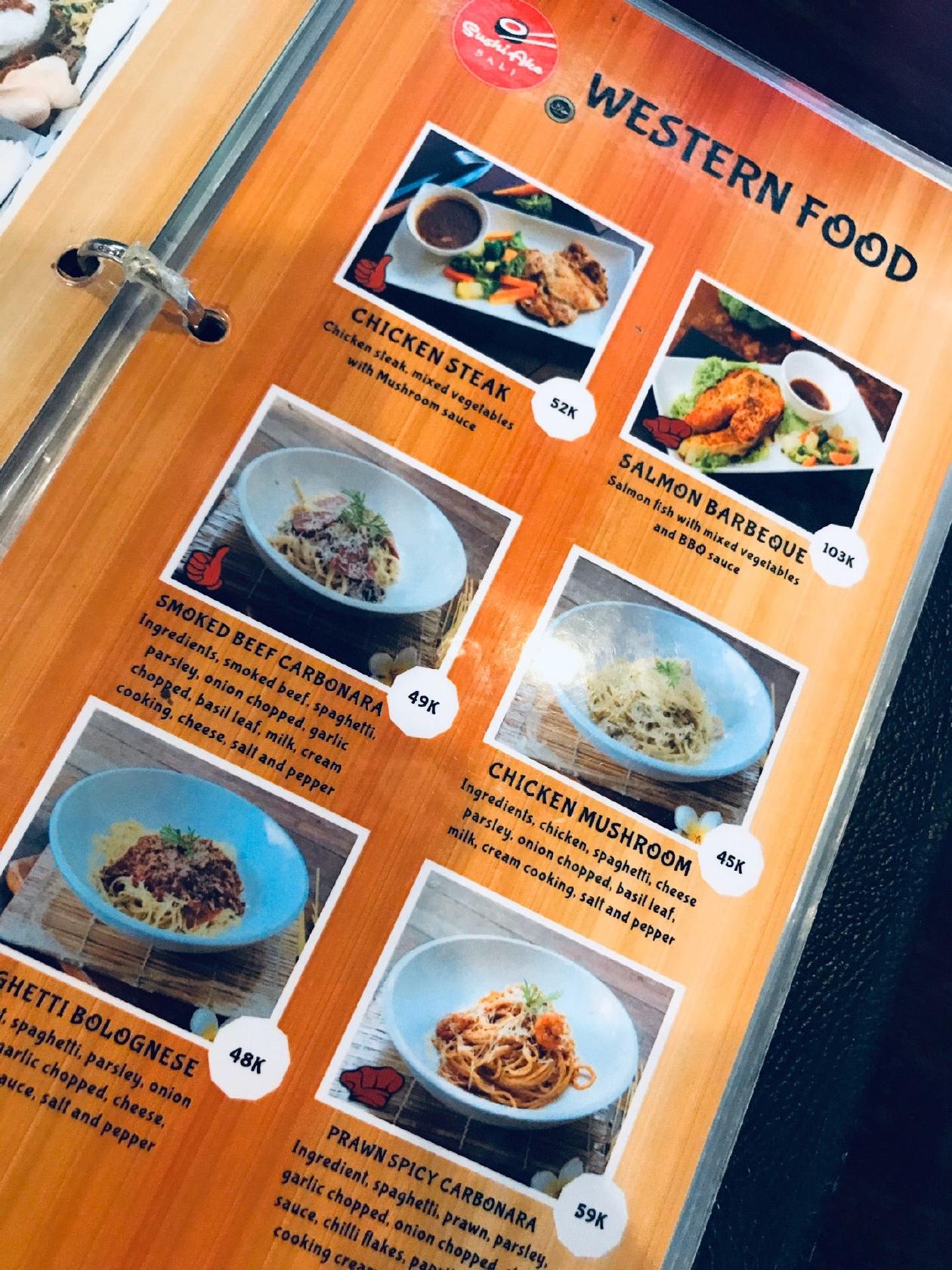 Menu at Krisna Kuliner Bali restaurant, Jimbaran