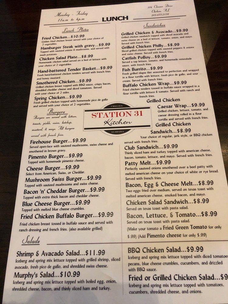 Menu at Station 31 Kitchen pub & bar, Chelsea