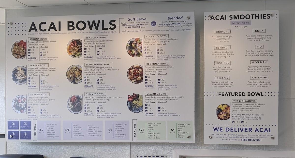 Menu at Berry Divine Acai Bowls pub & bar, Tempe, 960 N Scottsdale Rd #101